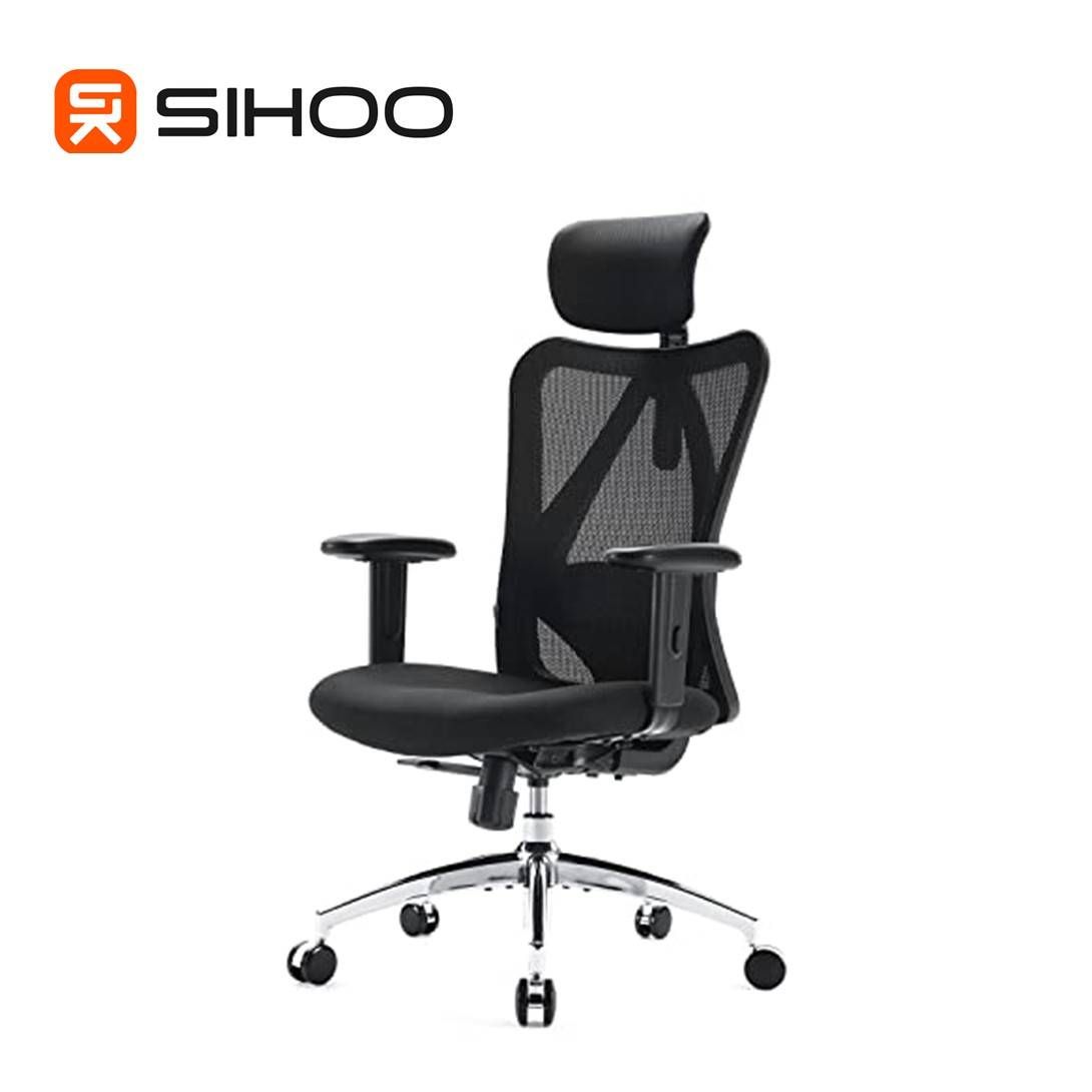 SIHOO ERGONOMIC OFFICE CHAIR M18, BLACK FRAME BLACK MESH, FOOTREST