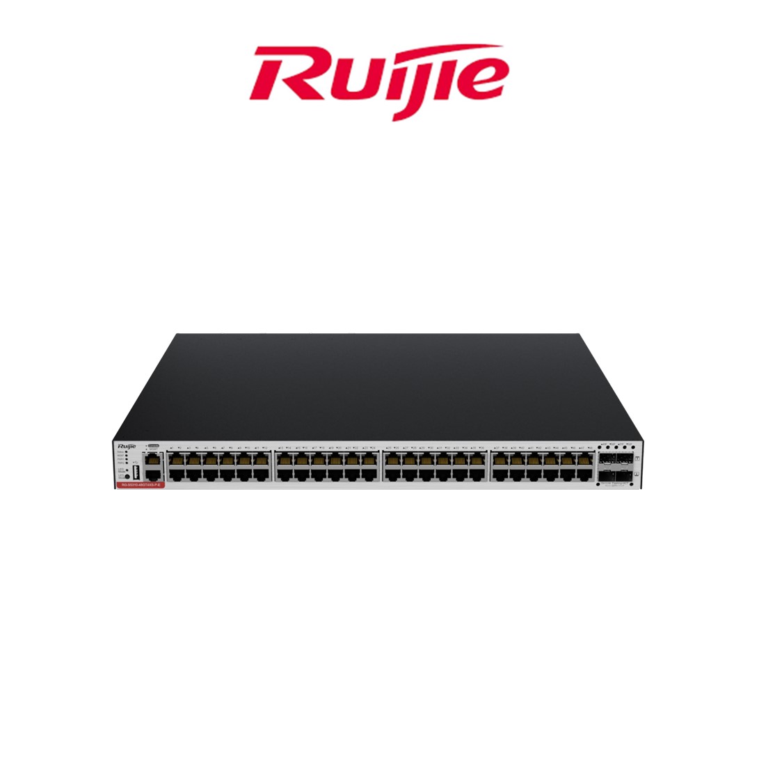 RUIJIE 48-PORT 10/100/1000 BASE-T,AND 4 1G/10G SFP+ PORTS, SUPPORT POE+, MAX 1480W FOR POE